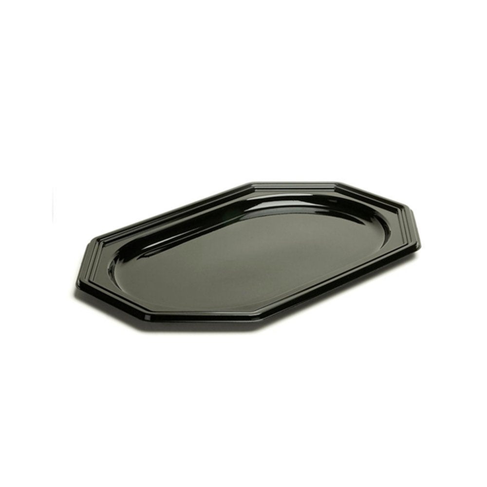 SABERT - Zwart achthoekig dienblad 46x30cm met deksels 10St